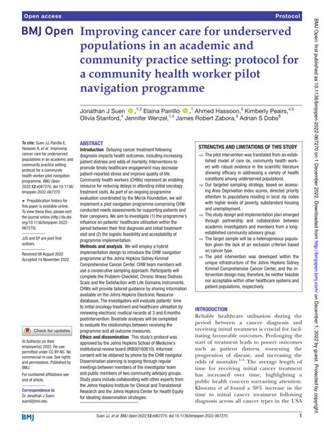 Pdf Improving Cancer Care For Underserved Populations In An Academic And Community Practice