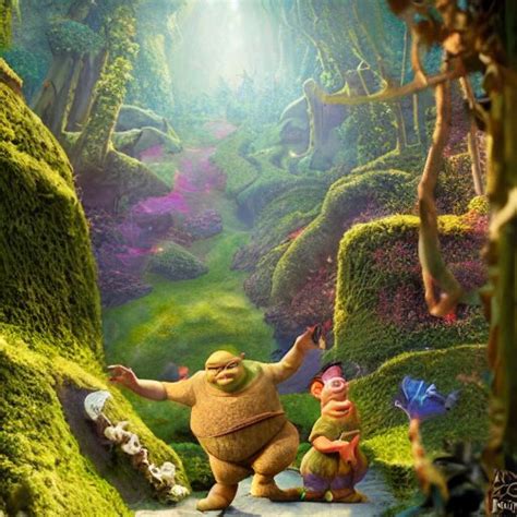 Lexica Shrek Falling Into Wonderland Illustration Storybook