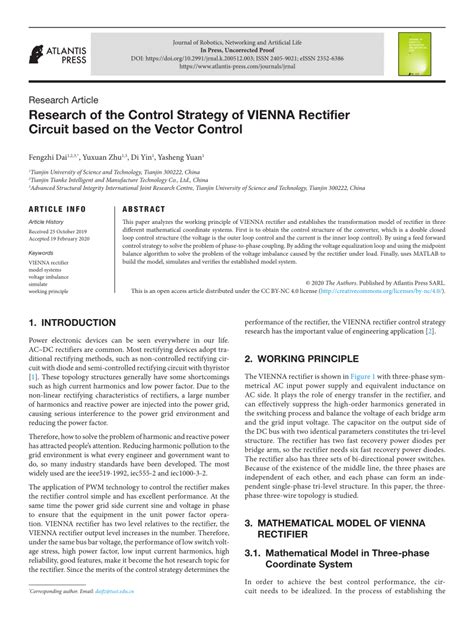 Pdf Research Of The Control Strategy Of Vienna Rectifier Circuit Based On The Vector Control