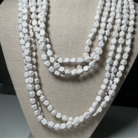 Jewelry X3 White Wood Beaded Necklaces Poshmark