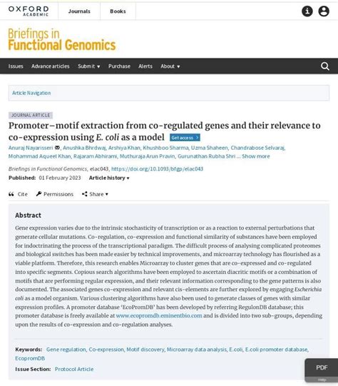 Oxforduniversity Briefing In Functional Genomics Genomics Motifs Microbiology Microbiome
