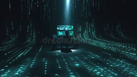 Alone Hacker In Dark Space Stock Image Image Of Computer 240945521