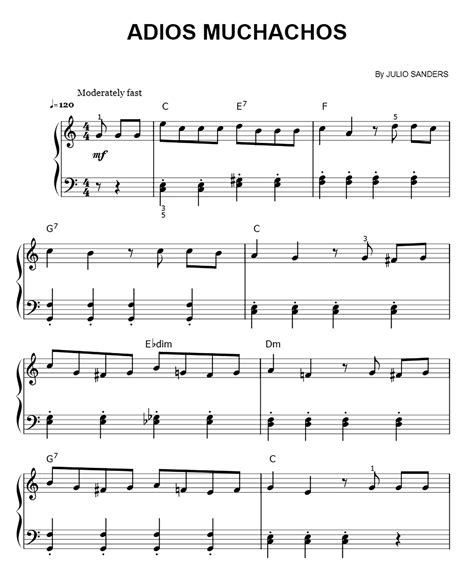 Adios Muchachos By Carlos Gardel Sheet Music Meta Chords