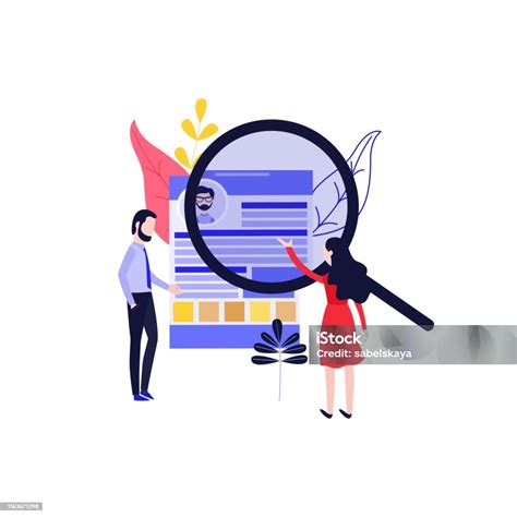 직책에 이상적인 후보자의 이력서를 검색하는 사람들과 모집 벡터 일러스트레이션 객실 있음에 대한 스톡 벡터 아트 및 기타 이미지