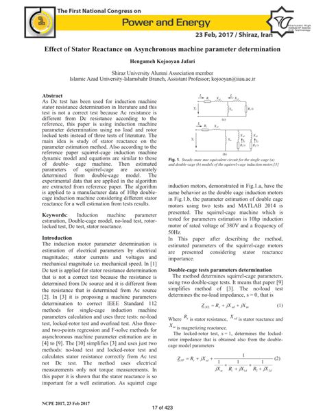 pdf effect of stator reactance on asynchronous machine parameter