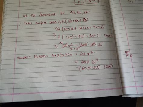 The Whole Surface Of Rectangular Block Is Mathrm Cm Find Its Volume Their
