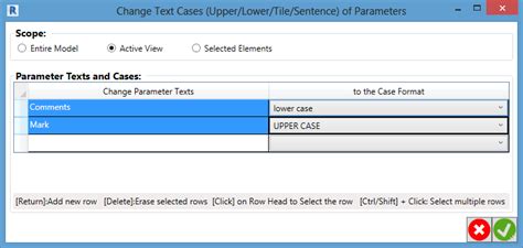 Revit Parameter Organizer Elemennt Parameters Change Change Parameter Text Cases