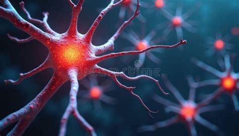 Microscopic View Of Nerve Cells Communicating Electrical Signals In Brain Neuron Cells Form