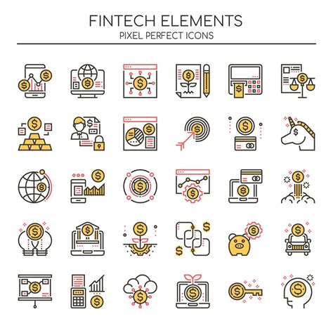 Set Of Duotone Thin Line Duotone Fintech Elements 668374 Vector Art At