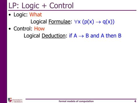 Ppt Formal Models Of Computation Part Ii The Logic Model Powerpoint Presentation Id 5086305