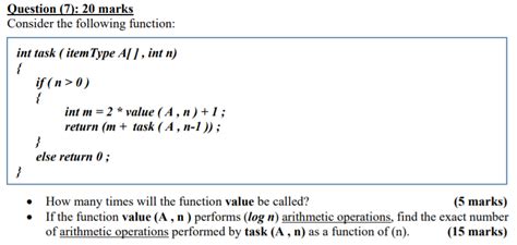 Solved Question 7 20 Marks Consider The Following