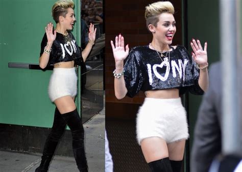 Miley Cyrus In Booty Shorts And Thigh High Boots In Nyc