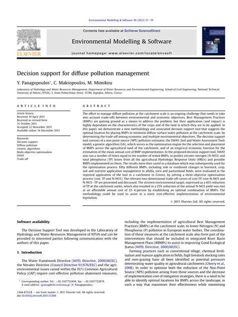 pdf decision support for diffuse pollution management