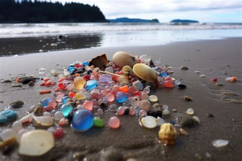 Premium Ai Image Microplastics Washed Up On A Sandy Beach During Low Tide