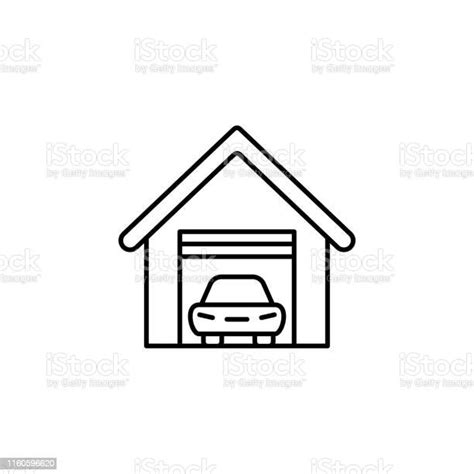 차고 자동차 아이콘 Ui 및 Ux 웹 사이트 또는 모바일 응용 프로그램에 대한 간단한 얇은 라인 부동산 아이콘의 개요 벡터 기계공에 대한 스톡 벡터 아트 및 기타 이미지