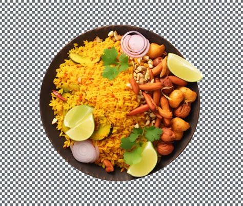 맛있는 전통적인 인도 포하 요리 된 ⁇ 을 투명한 배경에 고립 프리미엄 Psd 파일
