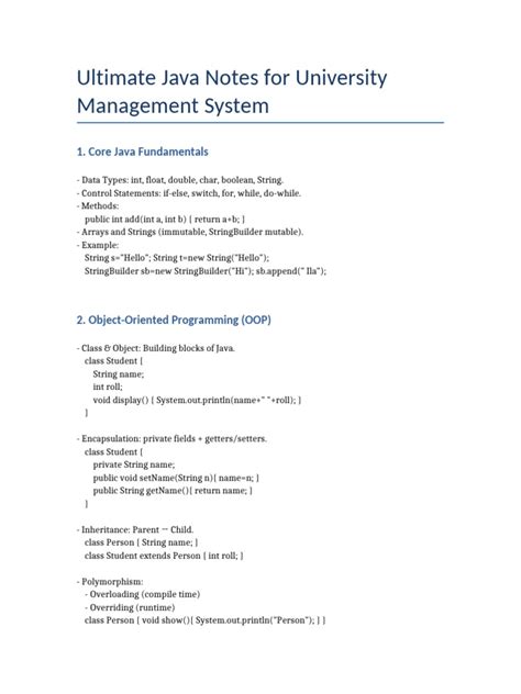 Ultimate Java Notes For Ums Pdf Class Computer Programming