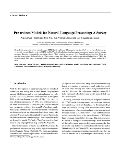 PDF Pre Trained Models For Natural Language Processing A Survey