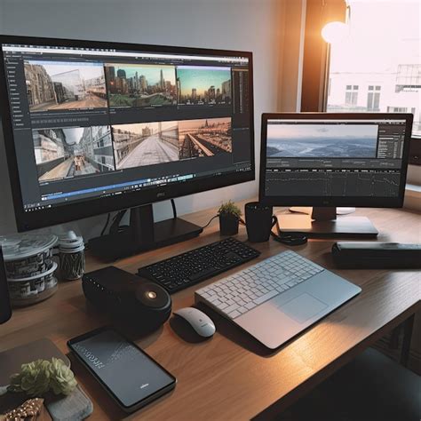 Premium Photo Remote Work Video Editor Place