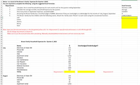 Solved Using Excel Formula Calculate The Total Household Chegg Com