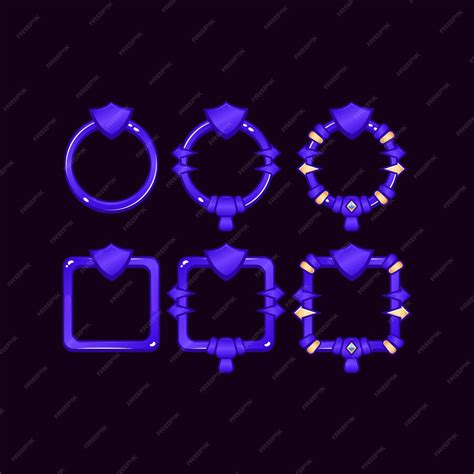 premium vector set of game ui border frame with shield symbol for gui