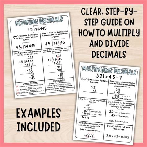 Multiplying And Dividing Decimals Anchor Chart Math Posters For 5th Grade