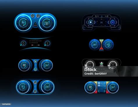 큰 설정 가상 그래픽 인터페이스 Ui Hud 오토 스캔 미래 지향적인 사용자 인터페이스 3차원 형태에 대한 스톡 벡터 아트 및 기타 이미지 3차원 형태 감지기 교통