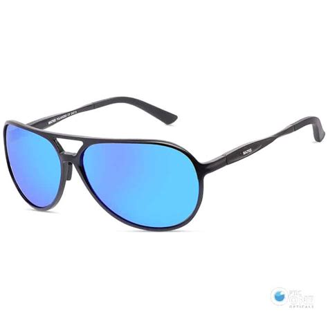 Mens Polarized Sunglasses Matte Black Mirror Blue Polarized Lenses