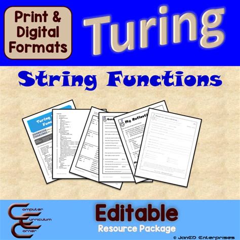 Turing String Functions Editable Resource Package By Computer Corner