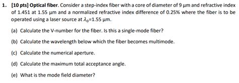 Solved Pts Optical Fiber Consider A Step Index Chegg
