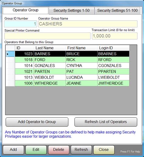 operator group record