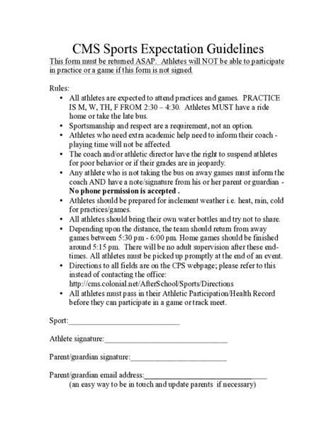 Fillable Online Cms Concordps Cmssportsexpectationguidelines 2 1 Doc Fax Email Print Pdffiller