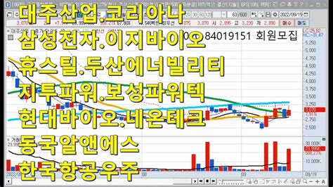 주식강의 대주산업코리아나삼성전자이지바이오휴스틸두산에너빌리티지투파워보성파워텍현대바이오네온테크동국알앤에스한국항공우주 Youtube