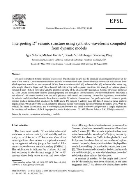 Pdf Interpreting D″ Seismic Structure Using Synthetic Waveforms
