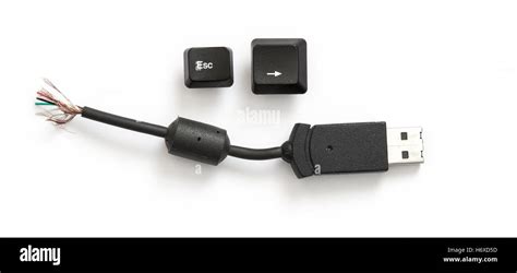 Escape Key Right Arrow Key And Cut Off Usb Cable Stock Photo Alamy