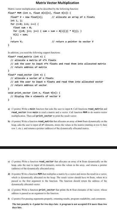 Solved Matrix Vector Multiplication Matrix Vector
