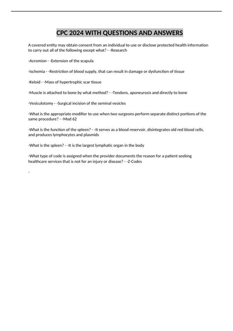 CPC 2024 WITH QUESTIONS AND ANSWERS CPC 2024 Stuvia US