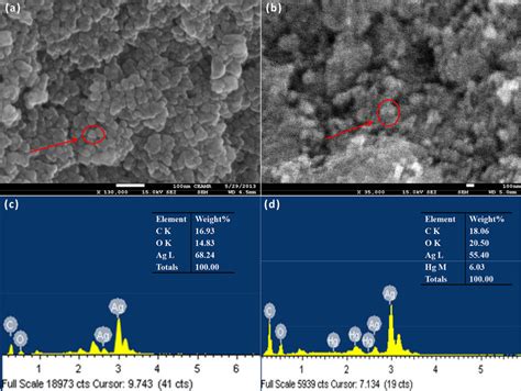 A Fe Sem Image Of Ag Nps B Fe Sem Image After Hgii Sensing C Edx