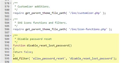 how to disable wordpress password reset