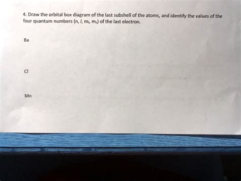SOLVED Draw The Orbital Box Diagram Of The Last Subshell Of The Atoms And Identify The Values