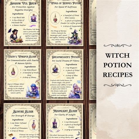 Witch Potion Recipes Witchs Brew Potions Potion Recipe Cards