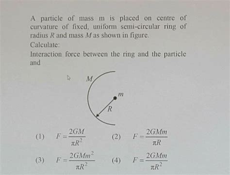 A Particle Of Mass M Is Placed On Centre Of Curvature Of Fixed Uniform S