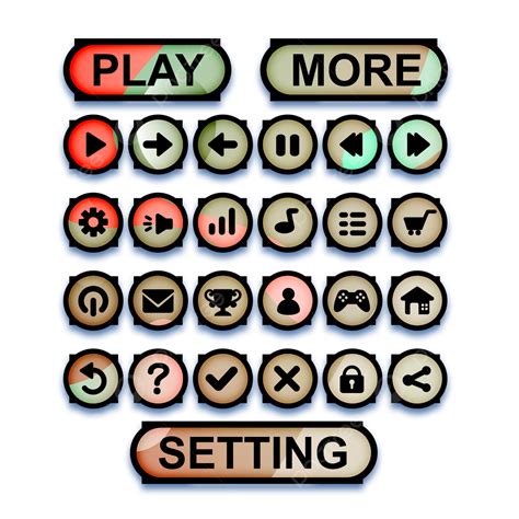 Big Set Button For Game Design Icon Vector Game PNG Transparent Clipart Image And PSD File