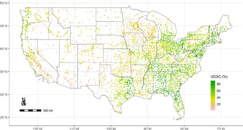 Spatial Pattern Of Urban Green Space Coverage Ugsc Of The 3535