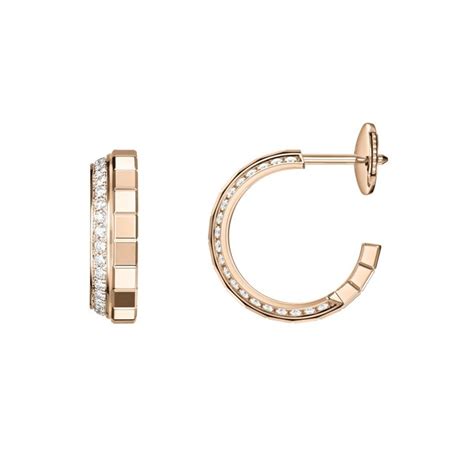 Chopard Ice Cube 18ct Rose Gold And Diamond Hoop Earrings 837008 5001