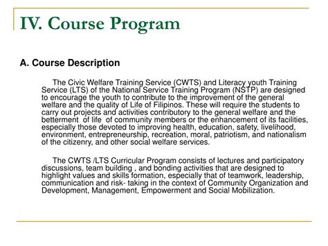 Ppt Orientation To The Nstp Cwts Lts Curricular Program Powerpoint Presentation Id 5138102