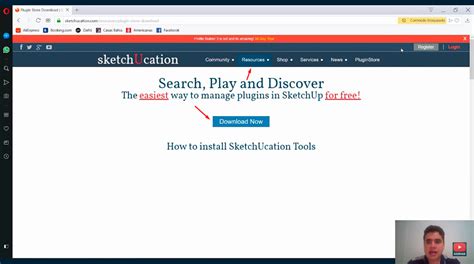 como instalar plugin no sketchup extensionstore e sketchucation