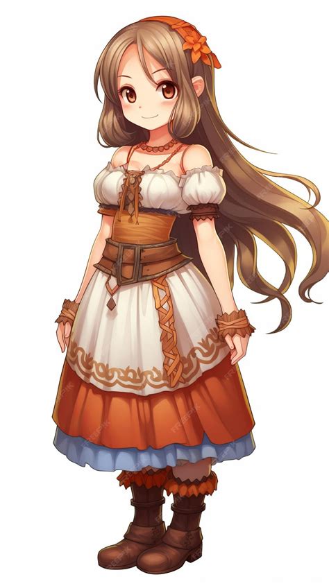Premium Photo An Anime Girl In A Dress With Long Hair And Brown Hair