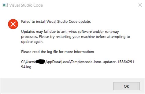 Failed To Install Visual Studio Code Update Issue Microsoft Vscode Github