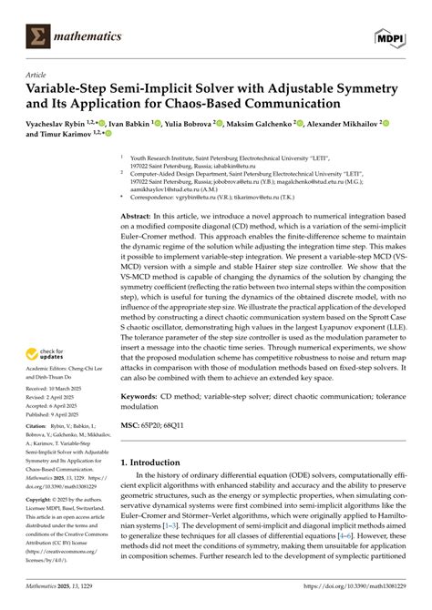 PDF Variable Step Semi Implicit Solver With Adjustable Symmetry And Its Application For Chaos